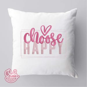 Choose Happy Embroidery Design – Heart and Script Machine Embroidery ...