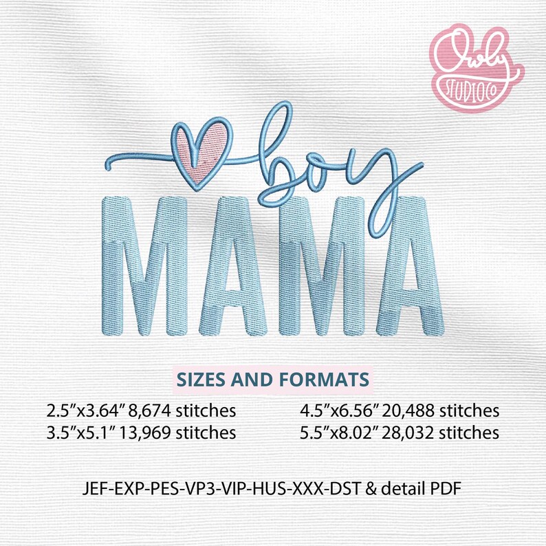 Boy Mama Embroidery Design: Heart & Script (4 Sizes) (digital Download ...