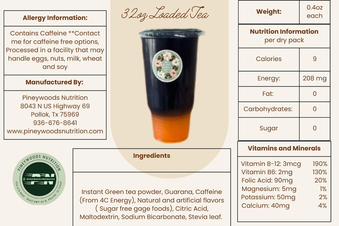 32oz Loaded Tea Dry Packs 60 Count- Sugar Free - Etsy