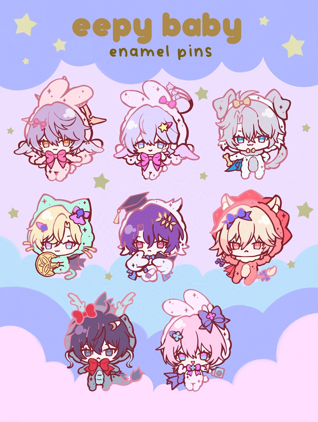 Eepy Baby Glitter Enamel Pins With Free Holographic Sticker Gift ...