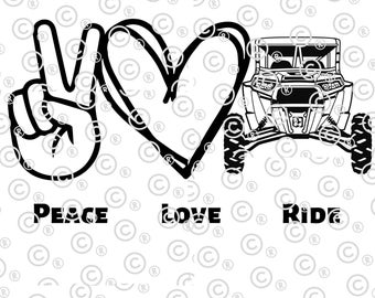 Peace Love Ride PNG, Glitter Heart Png, Rzr Sublimation Designs ...