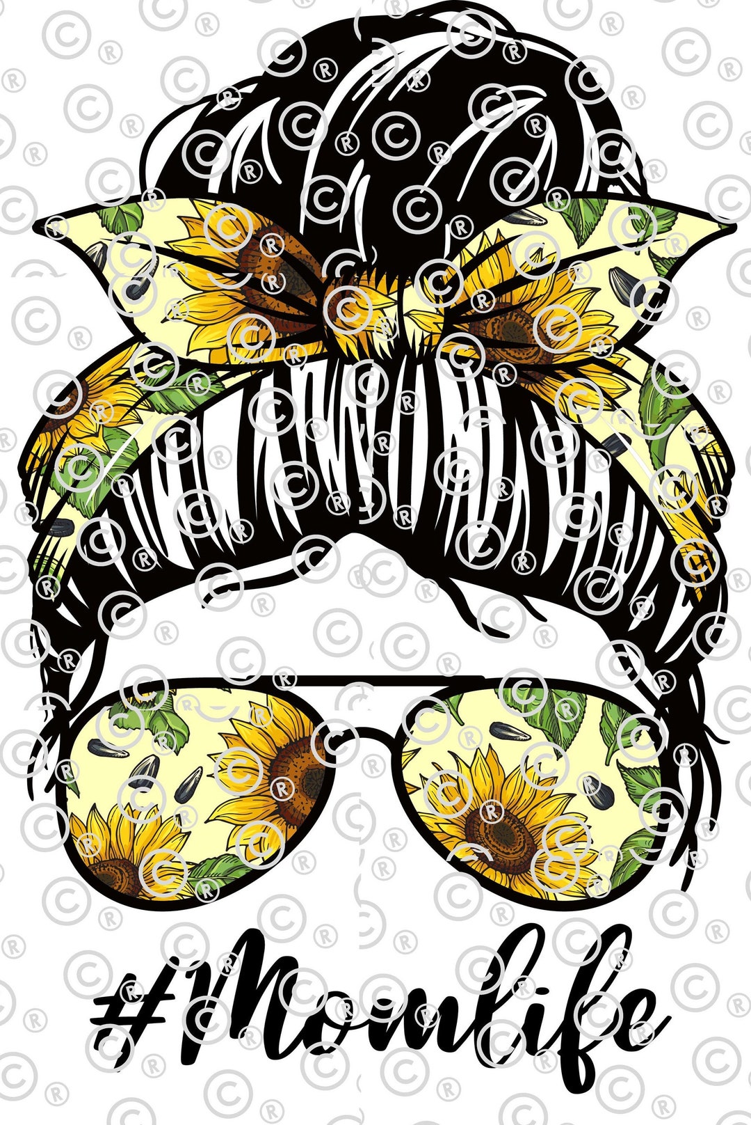 Mom Life, Sunflowers, Png, Svg, Digital Download, Sunglasses, Messy Bun ...