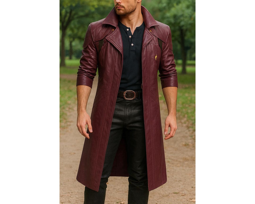 Dante Inspired Maroon Leather Trench Coat: Devil Hunter Cosplay - Etsy