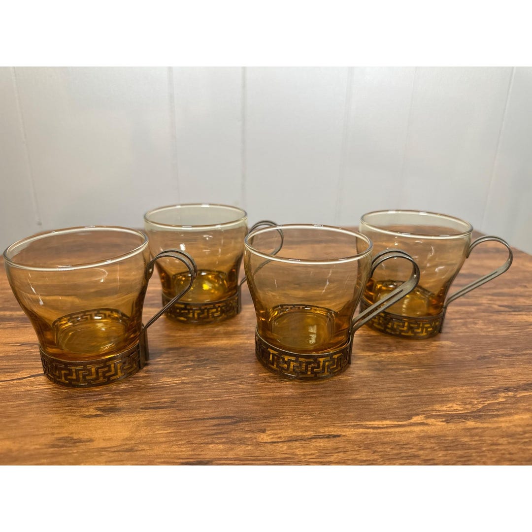 Libbey Amber Glass Continental Cups With Removeable Handle - Etsy