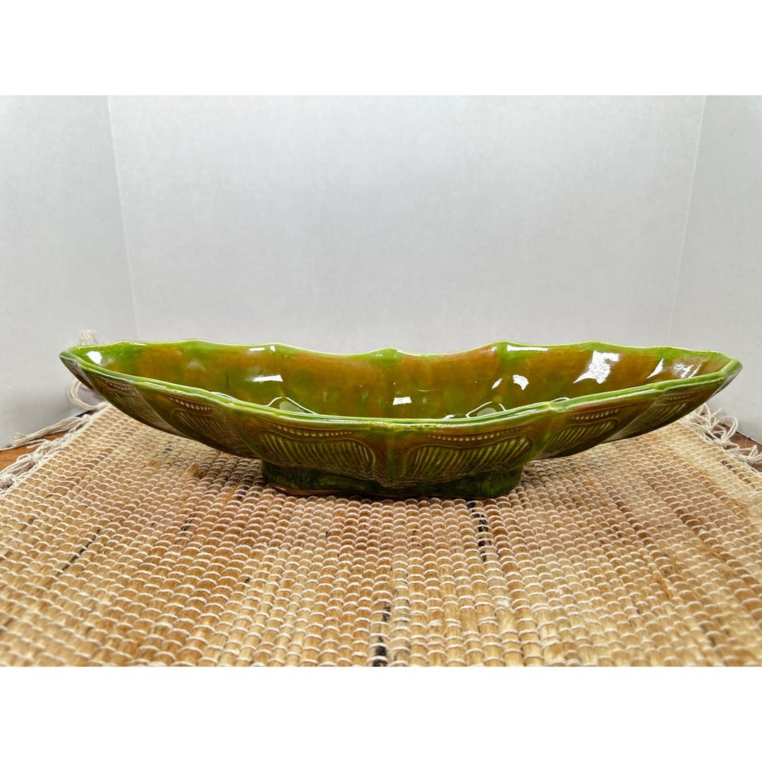 Vintage California Original Pottery USA Console Bowl 764 Green/yellow ...