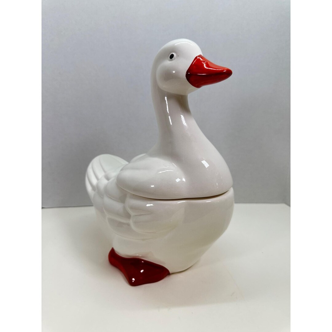 Vintage Mother Goose Ceramic Cookie Jar- Orange Beak and Feet 12" - Etsy