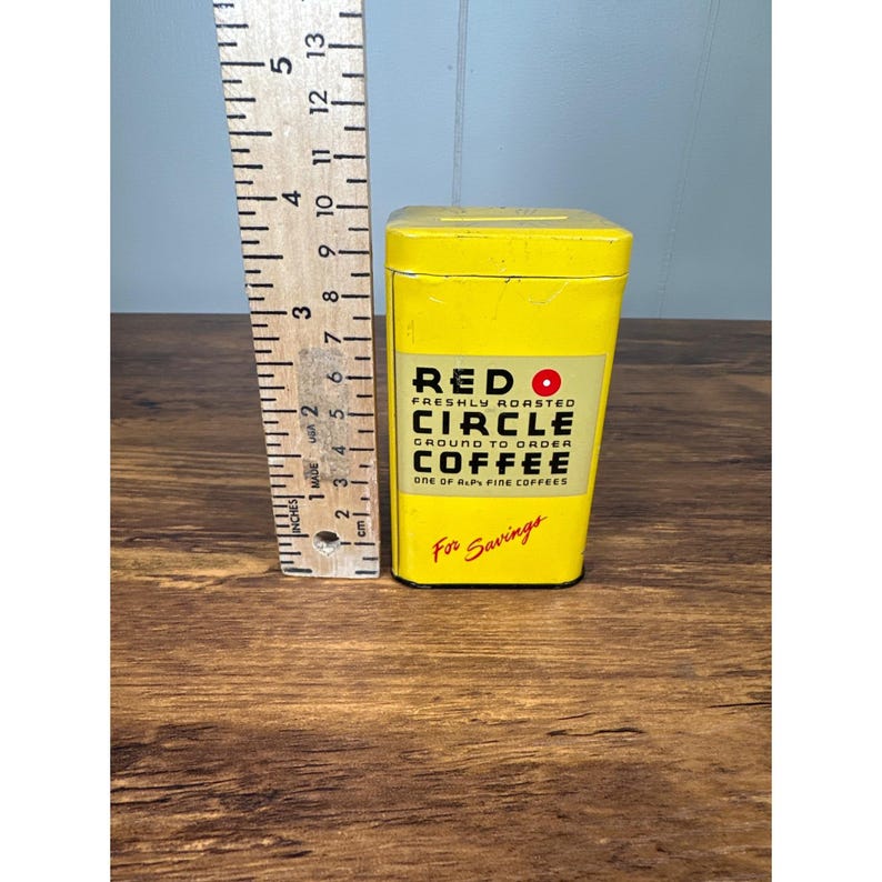 Vintage Red Circle Coffee Tin Coin Bank 4" - Etsy