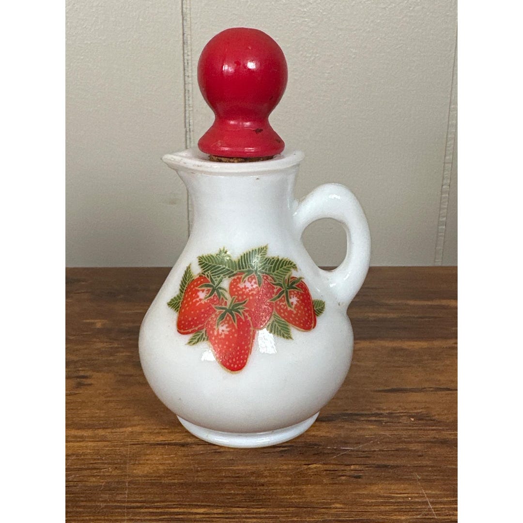 Avon Strawberries & Cream Milk Glass Decanter- Empty - Etsy