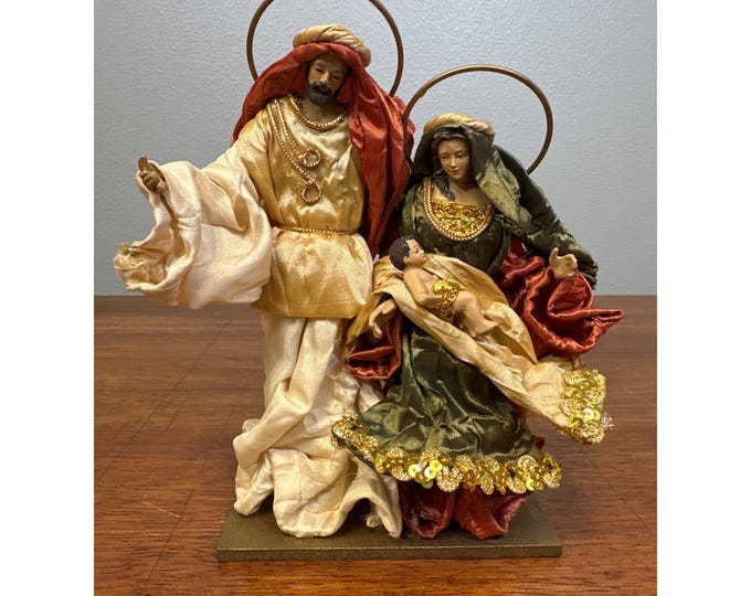 Vintage Fabric Mache “holy Family” Nativity - Etsy