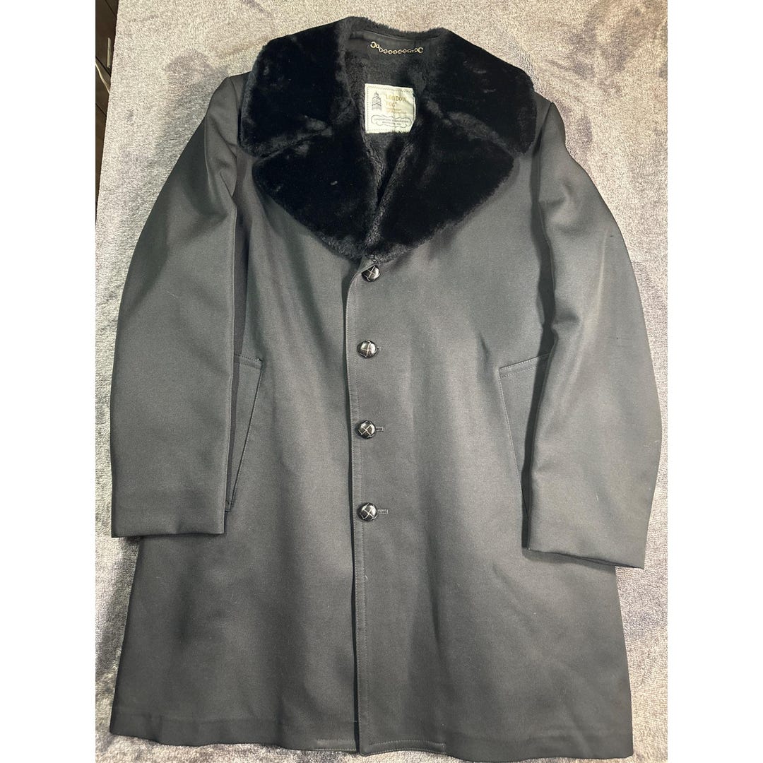 Vintage 1970's Black London Fog Men's Coat With Faux Fur Collar and ...