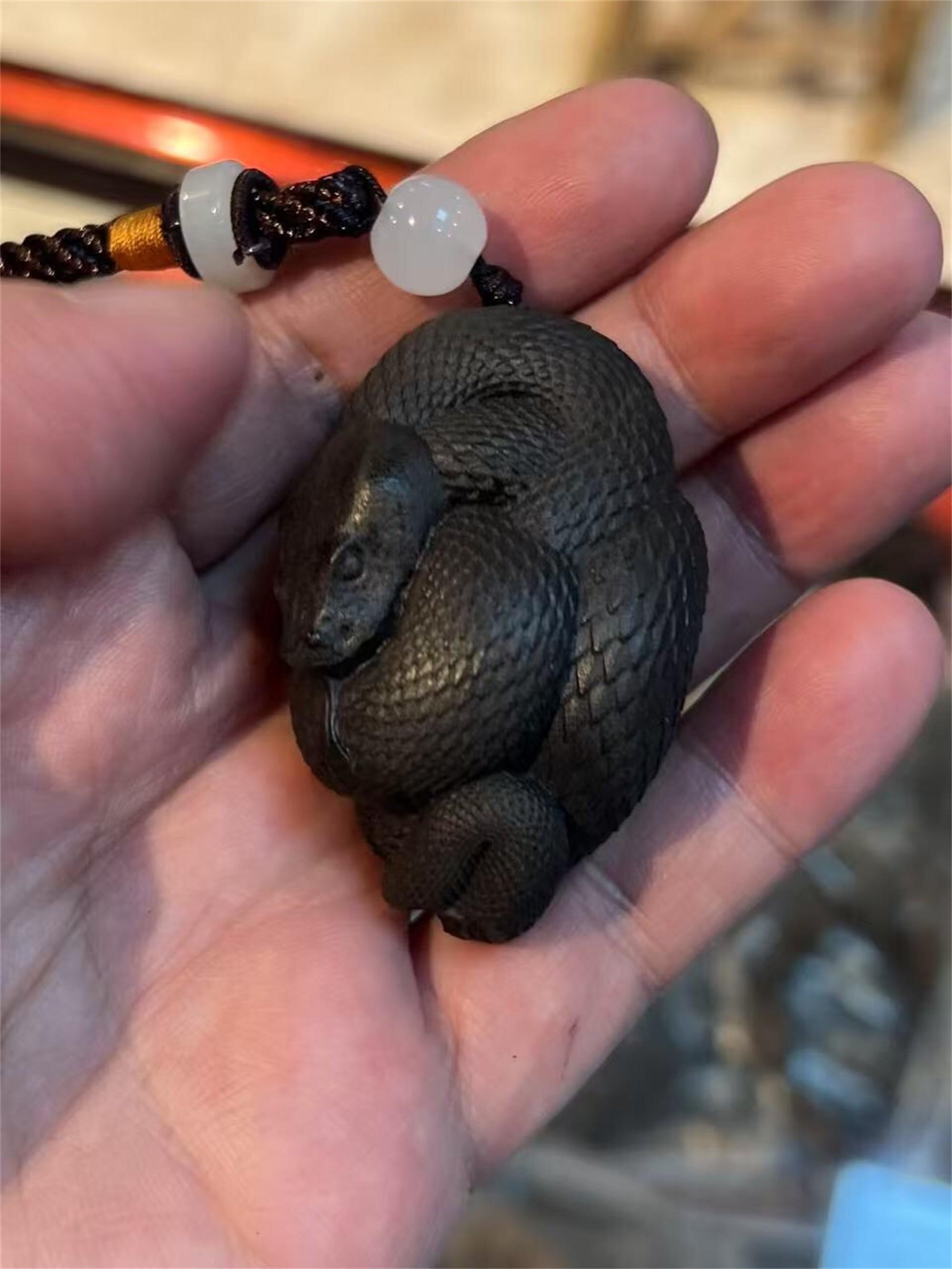 Hand-carved Wooden Python Figurine, Handmade Snake Palm Plaything ...