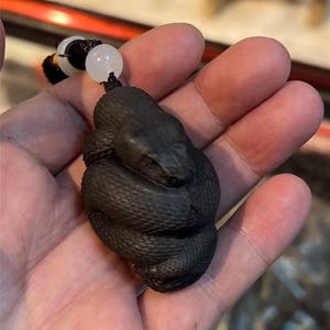 Hand-carved Wooden Python Figurine, Handmade Snake Palm Plaything ...