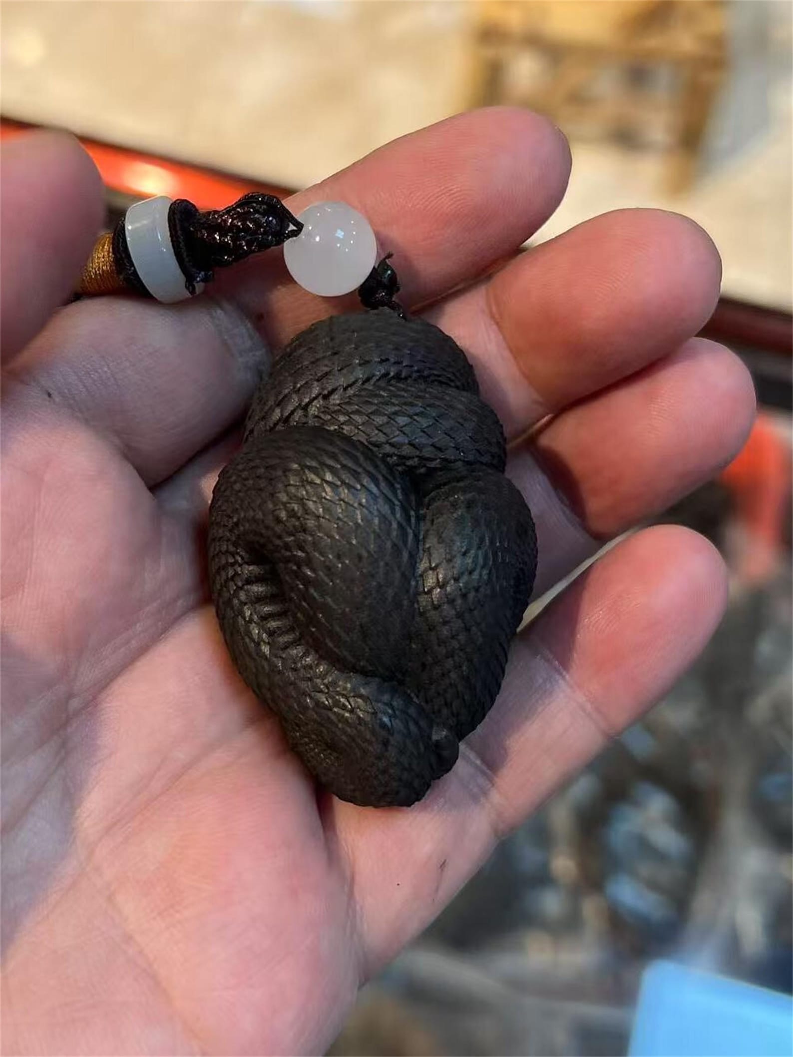 Hand-carved Wooden Python Figurine, Handmade Snake Palm Plaything ...