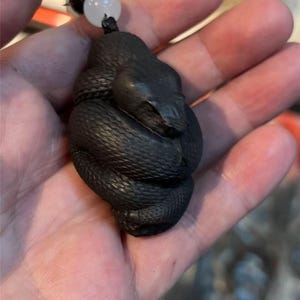 Hand-carved Wooden Python Figurine, Handmade Snake Palm Plaything ...