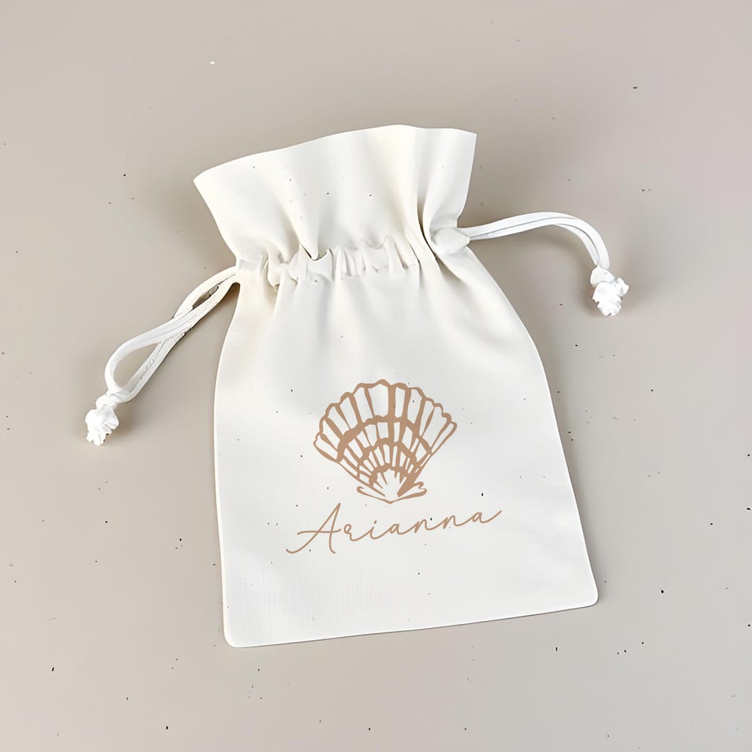 Custom Sea Shell Cotton Favor Bag: Beach Bachelorette Hangover Kit - Etsy