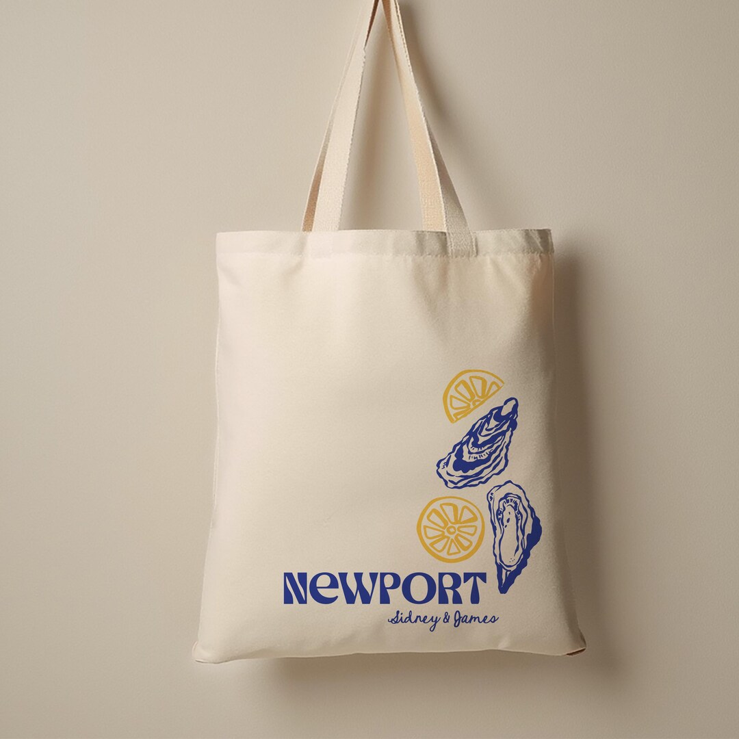 Custom Coastal Wedding Tote Bag: Oyster & Seashell Favor - Etsy