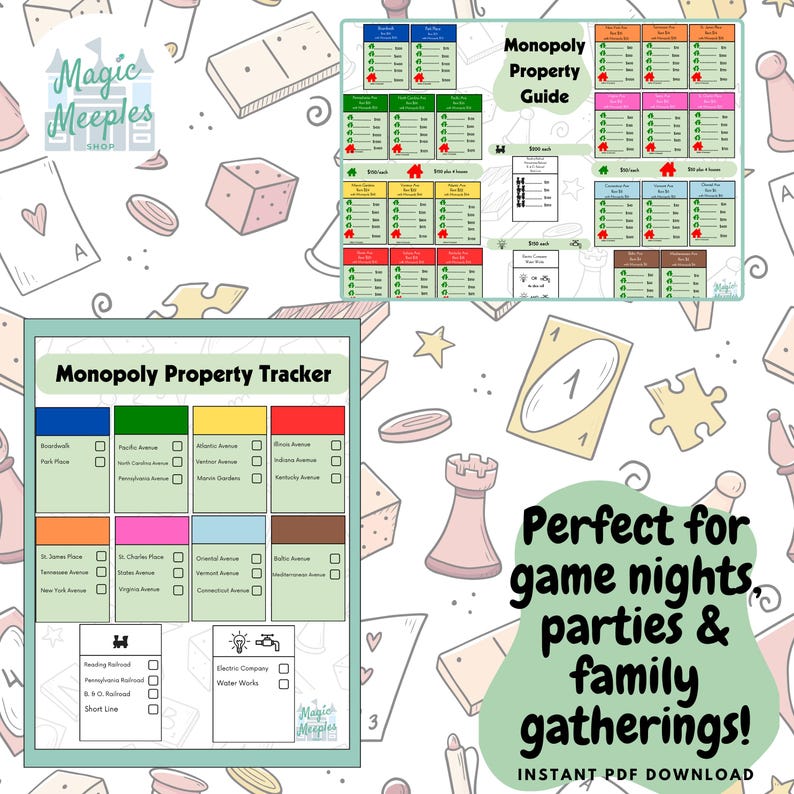 Monopoly Property Tracker & Guide Printable - Editable Canva Template ...
