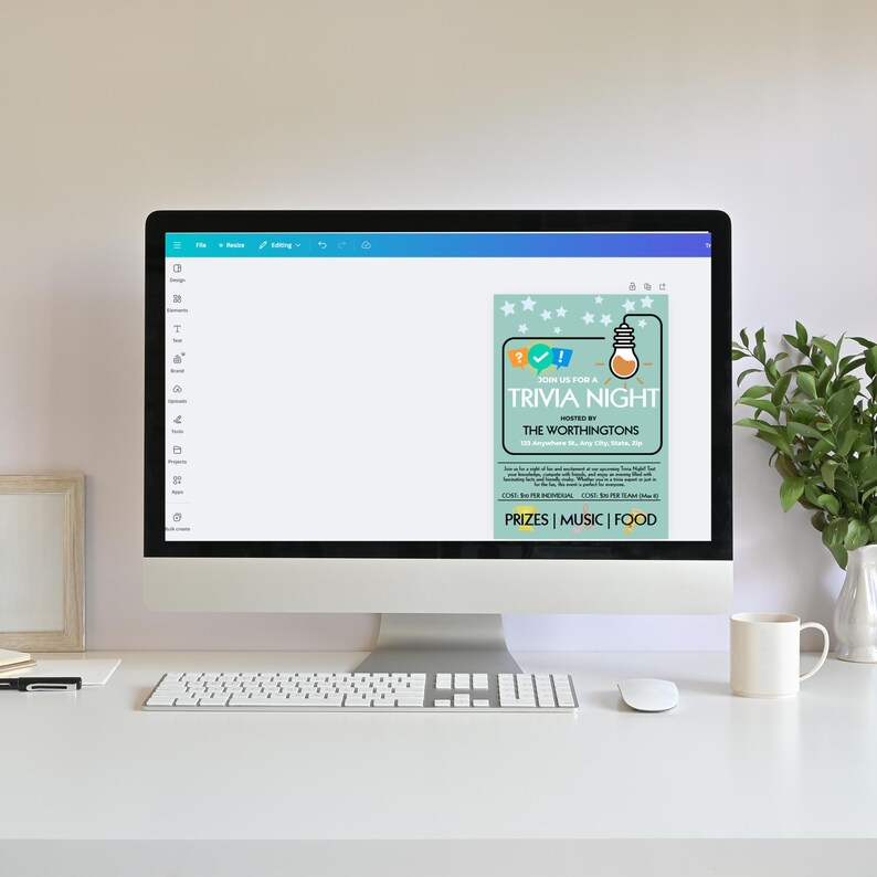 Digital Trivia Night Invitation, Canva Template Editable, Game Night ...
