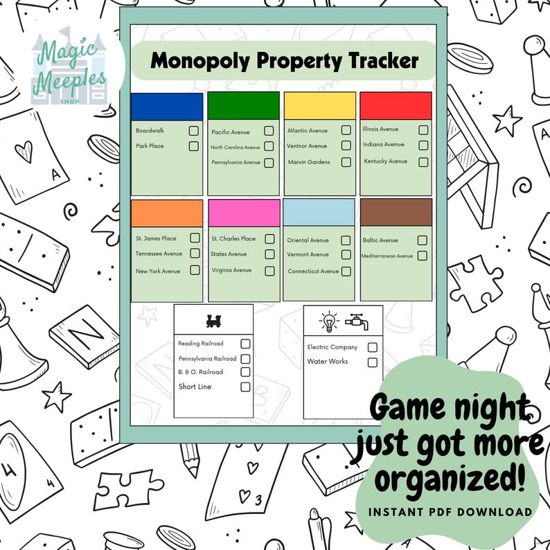 Monopoly Property Tracker & Guide Printable - Editable Canva Template ...