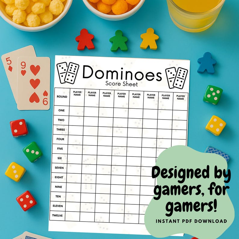 Printable Dominoes Score Sheet: Game Night Tracker (PDF) - Etsy Canada