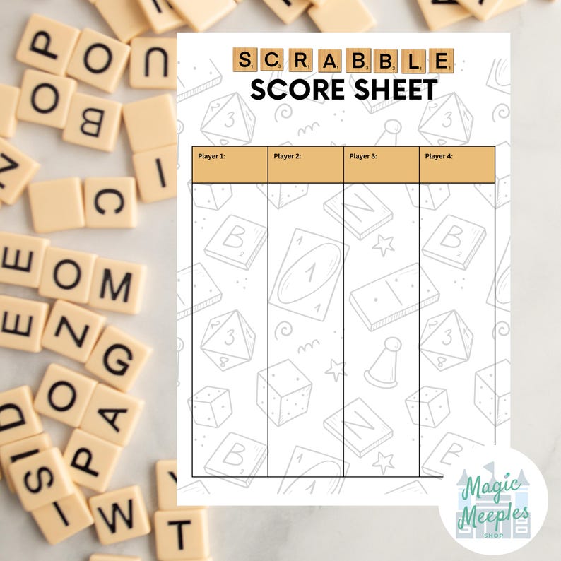 Scrabble Board Game Score Sheet | Instant Download PDF Printable ...