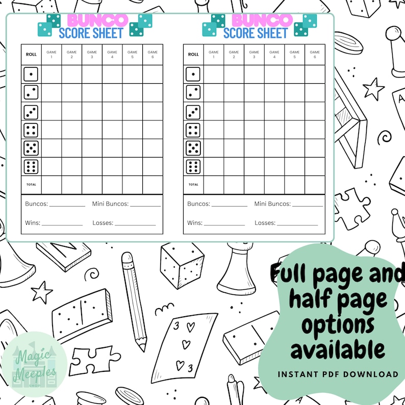 Printable Bunco Score Sheet Digital Download, Ideal for Dice Game Night ...