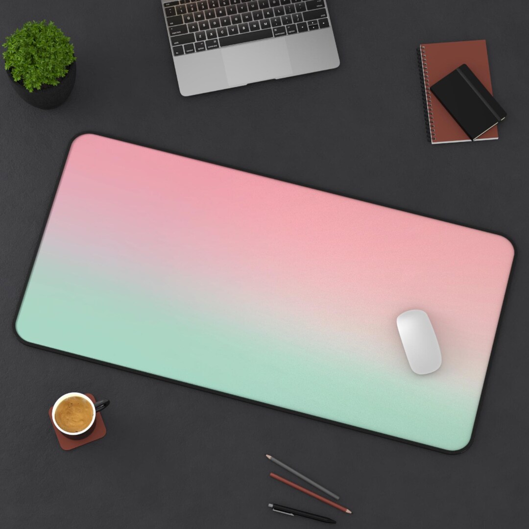 Pink and Mint Green Desk Mat | Spring Desk Pad | Pink and Mint Green ...
