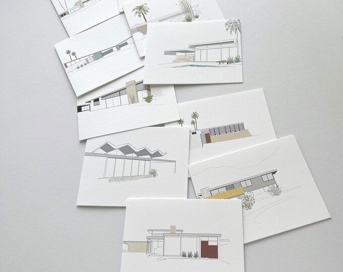 Set of 12 Mid Century Modern Note Cards - Etsy