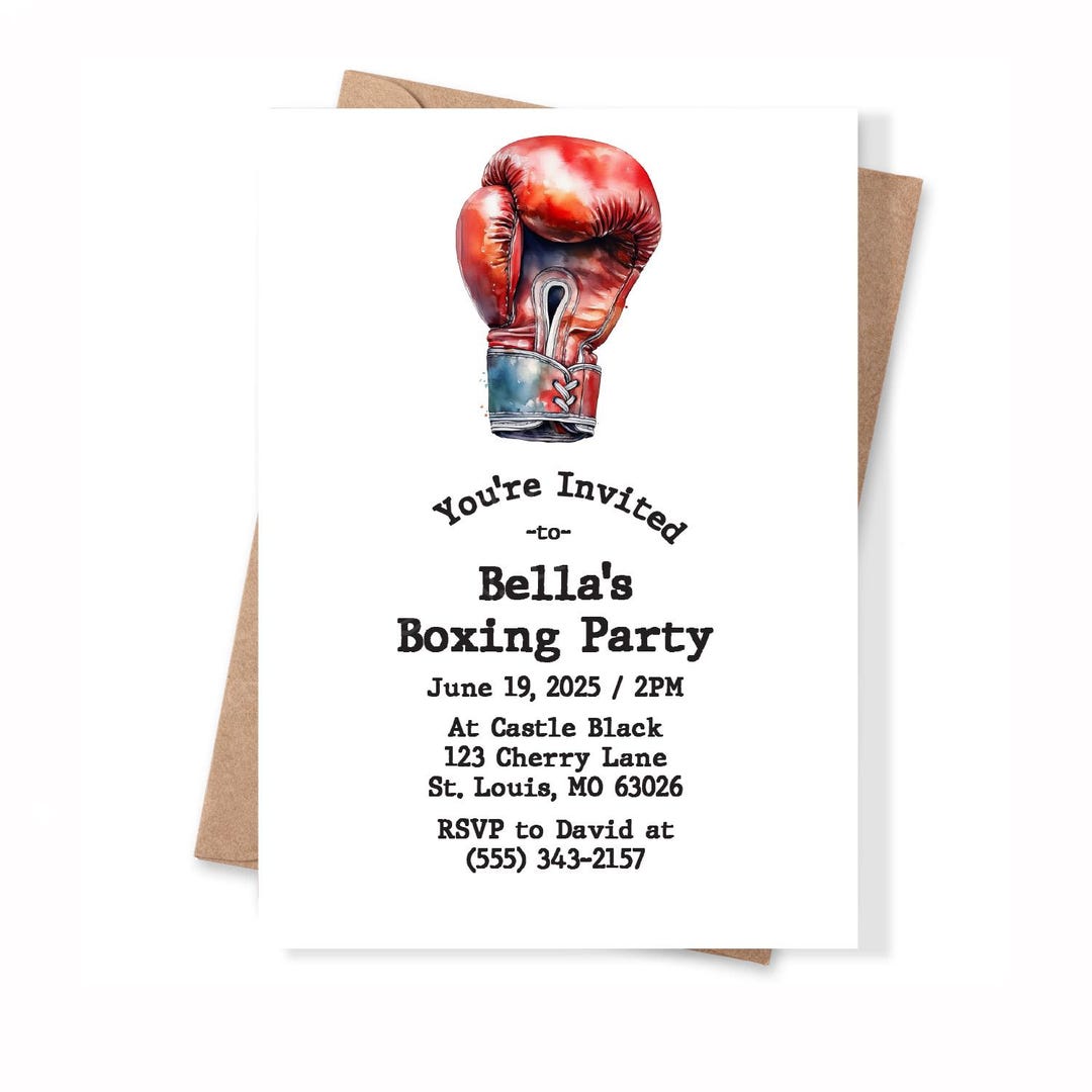 Boxing Party Invitation / Watercolor Boxing Invitation / Funny Card - Etsy
