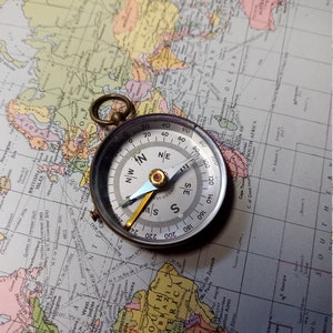 Vintage Brass German Compass With Fob - Etsy