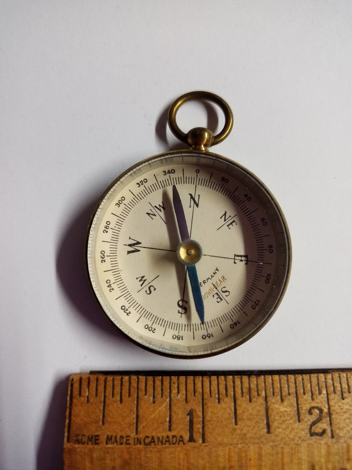 Vintage Brass German Compass with Fob | Etsy