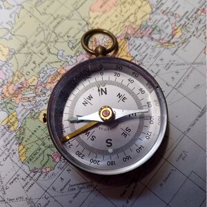 Vintage Brass German Compass With Fob - Etsy