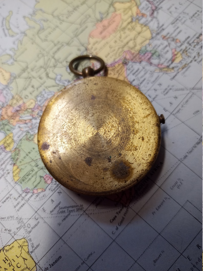 Vintage Brass German Compass With Fob - Etsy