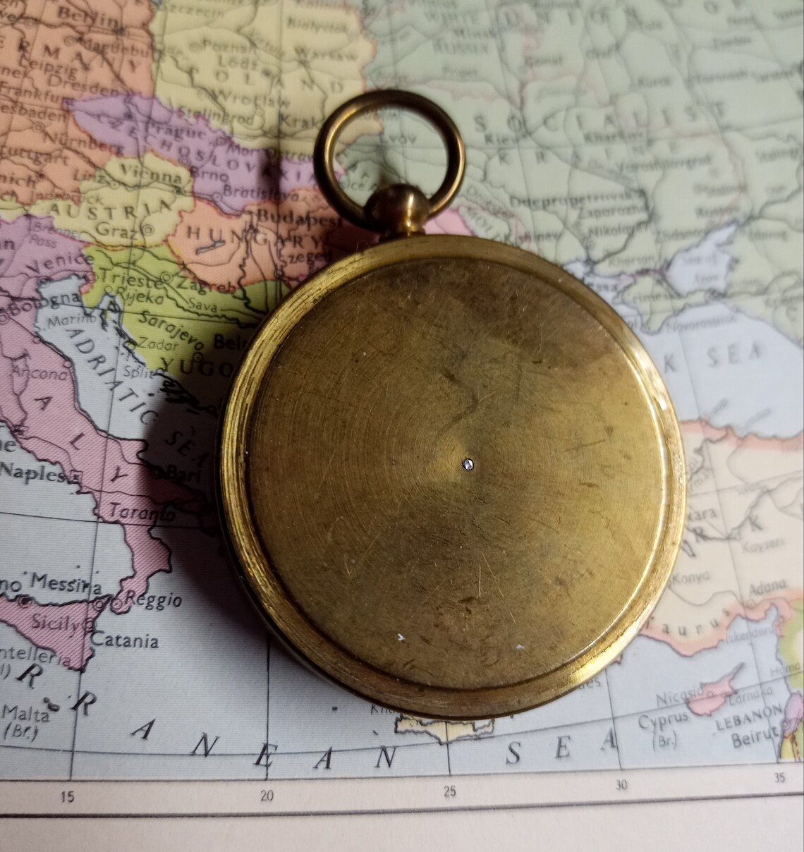 Vintage Brass German Compass with Fob | Etsy