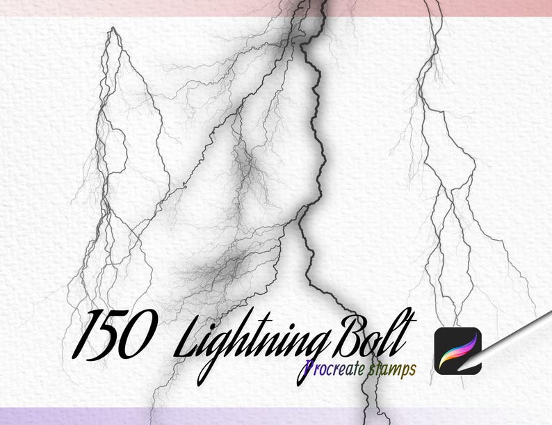 150 Procreate Lightning Bolt Stamp Brushes Electric Flash Light Effect Stamps Bold Flash Brushes ...