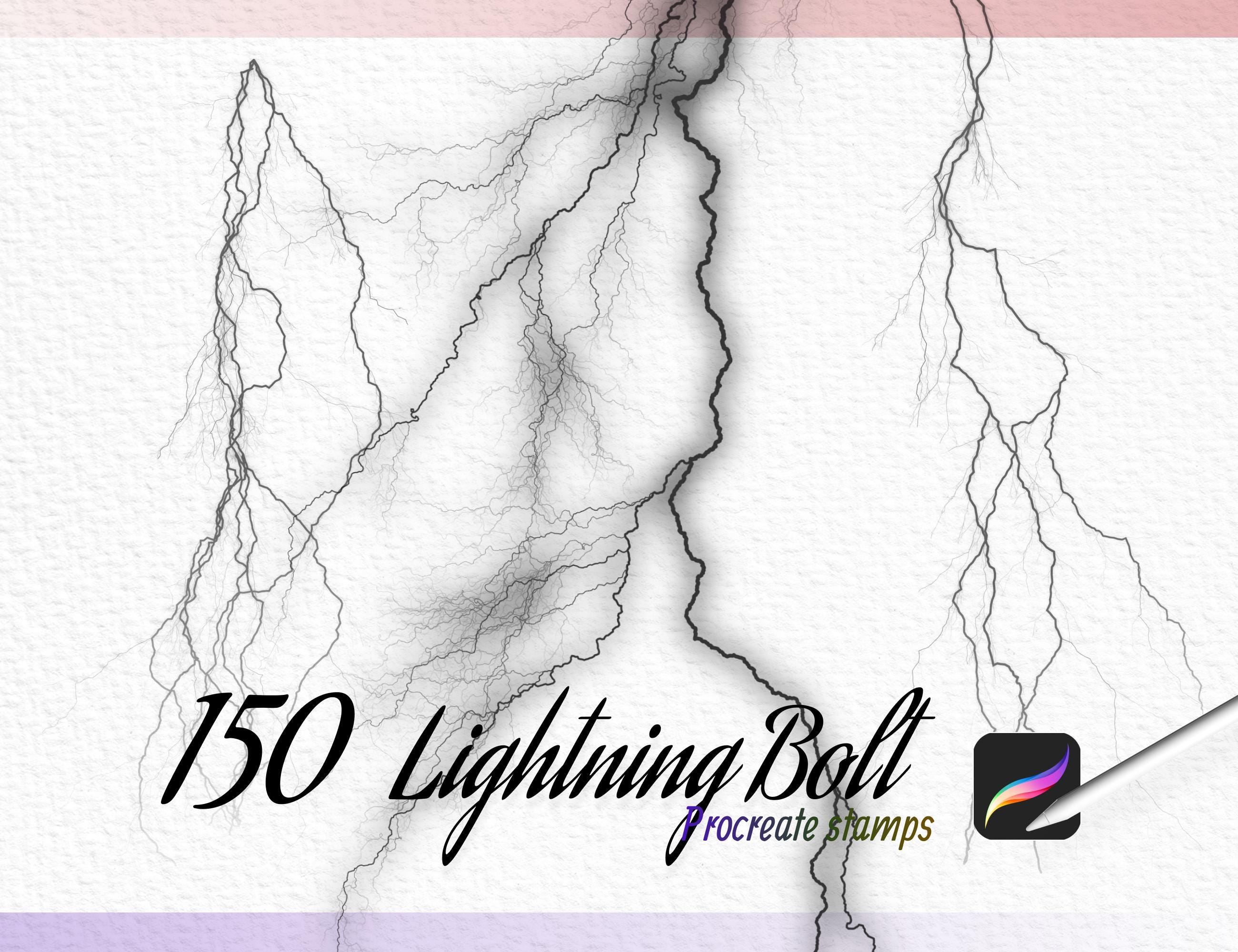150 Procreate Lightning Bolt Stamp Brushes Electric Flash Light Effect Stamps Bold Flash Brushes ...