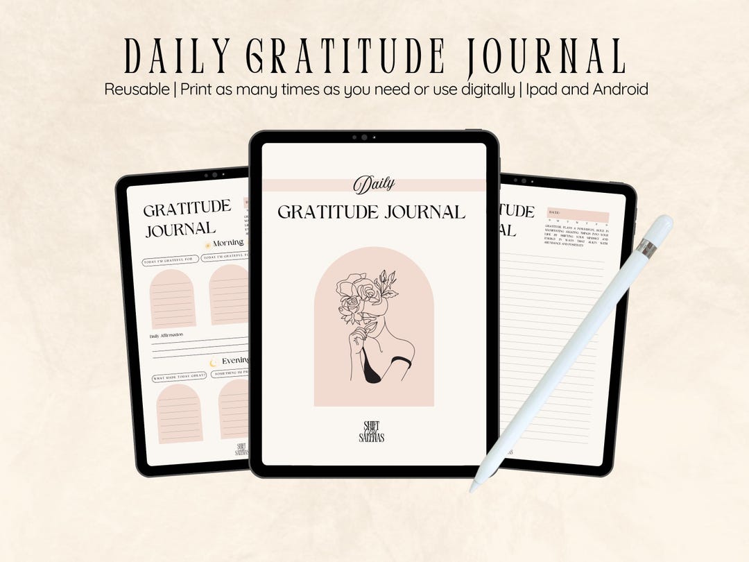 Daily Digital Gratitude Journal Printable | 5-minute Journal Daily Self ...
