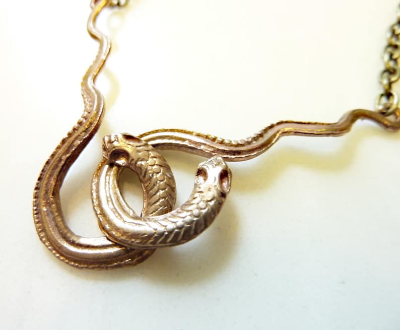 Medusa Entwined Snakes Necklace, Hand-cast Bronze or Sterling, Love ...
