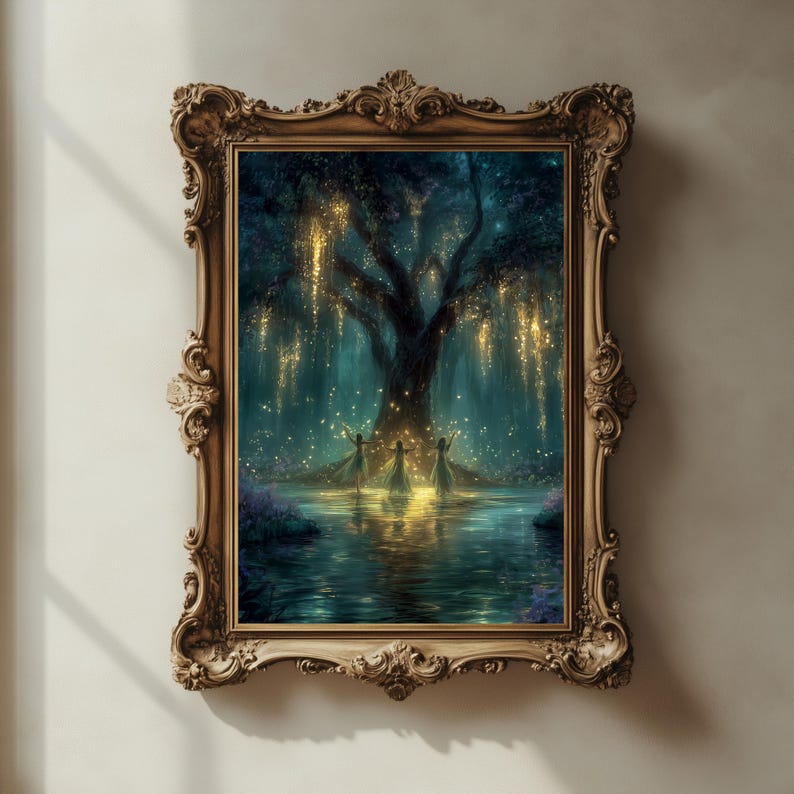 Ethereal Nymphs Dancing | Mystical Nymph Dance, Dreamy Forest Wall Art ...