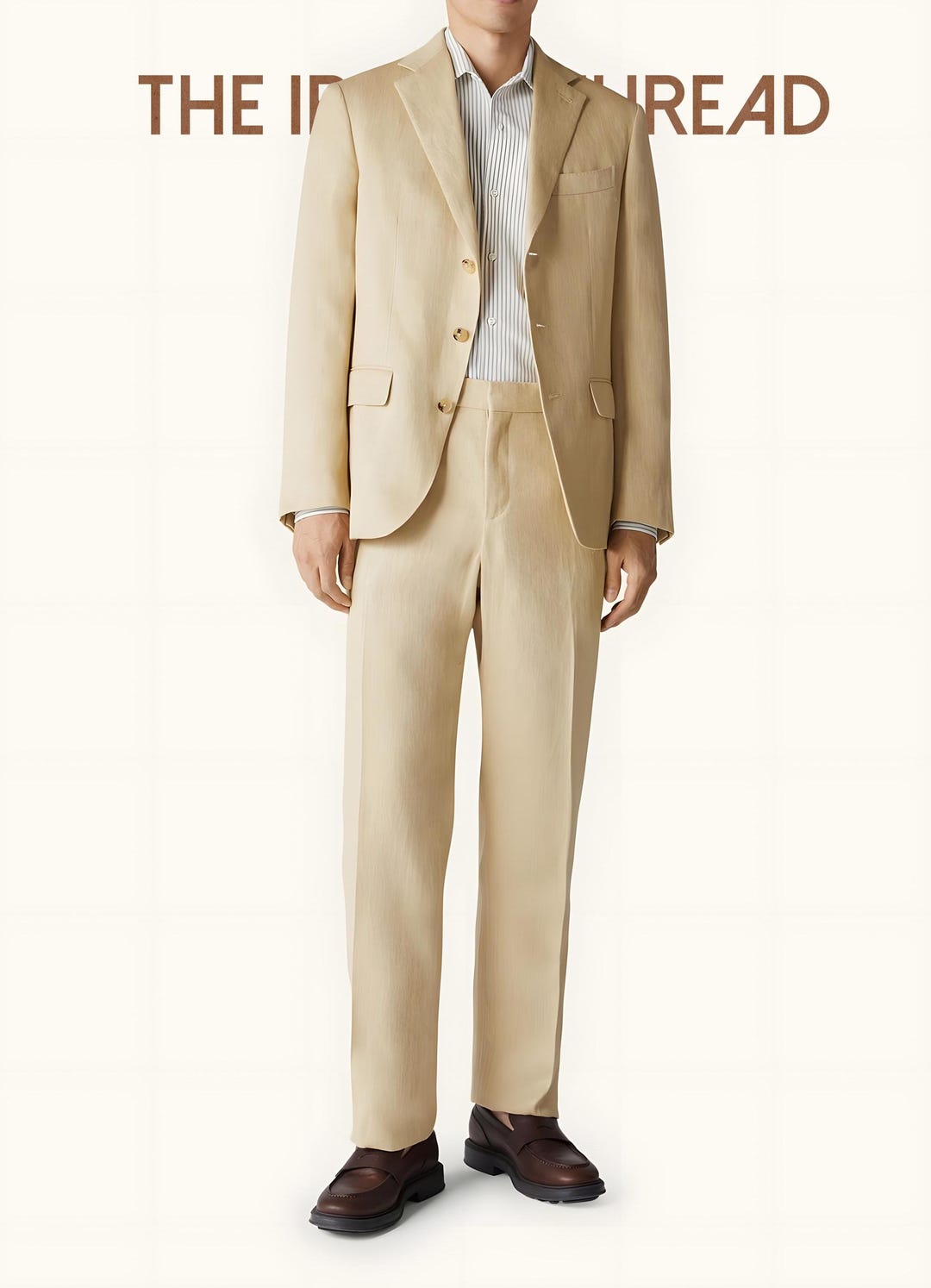 Men’s Classic Beige Two-piece Suit 3 Buttons Elegant Lightweight Suit ...