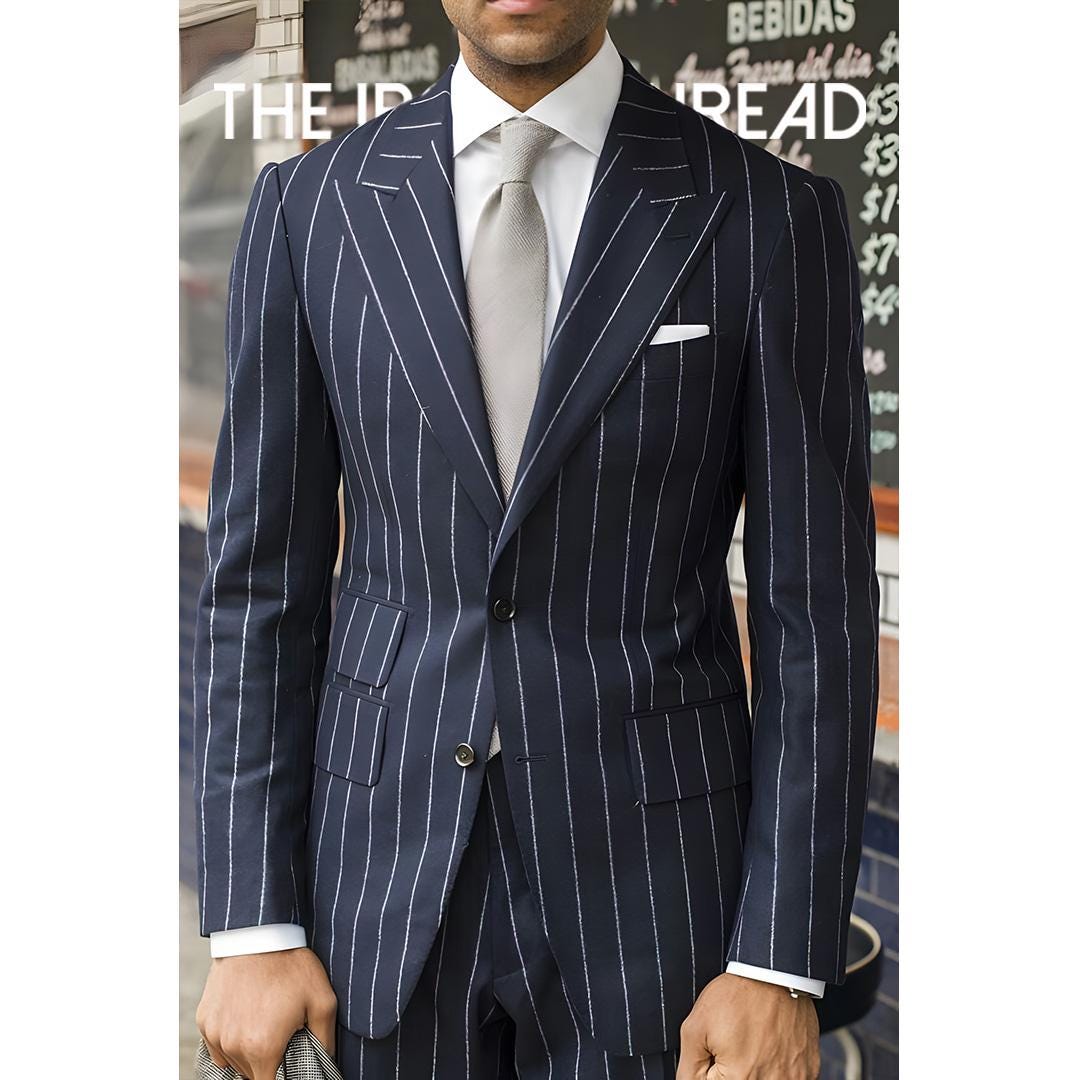 Men’s Navy Blue Pinstripe Suit Peak Lapel 2-button Wool Blend Timeless Formal Style. - Etsy