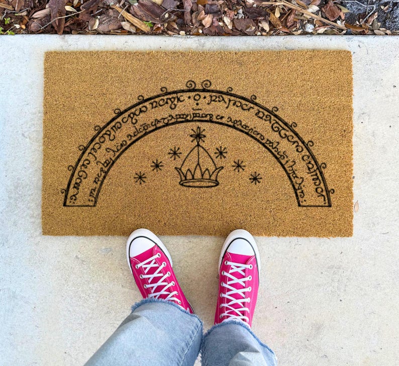 Moria Door Elvish Mat – 16x24" 17x30" 24x36" – Movie Decor Geek Welcome ...