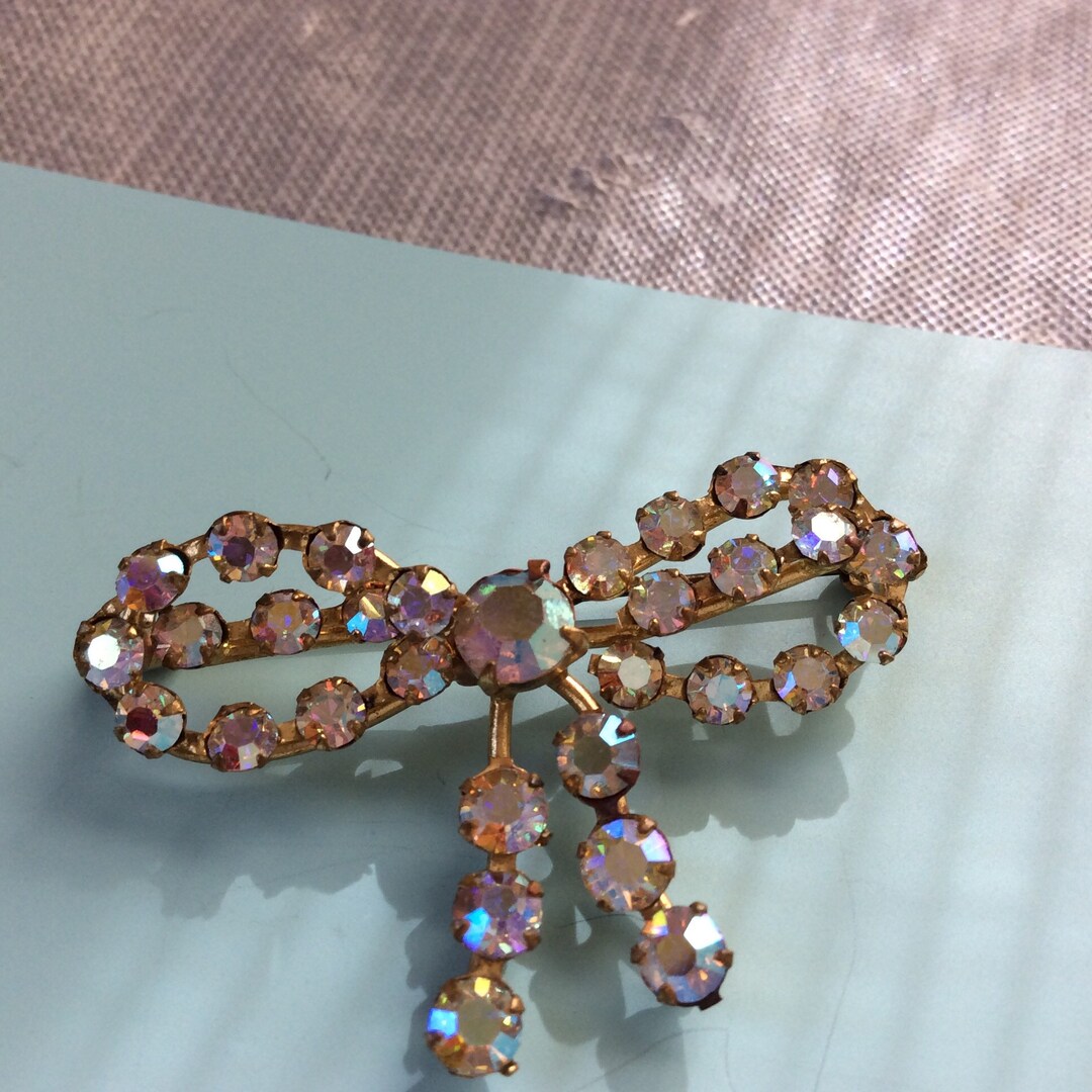 Antique Austrian Brooch Made in Austria 31 AB Rhinestones Gold Tone - Etsy