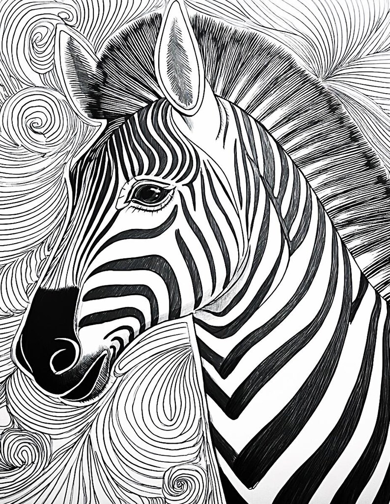 Safari Wonders Wildlife Coloring Pages and Use for Art Prints - Etsy