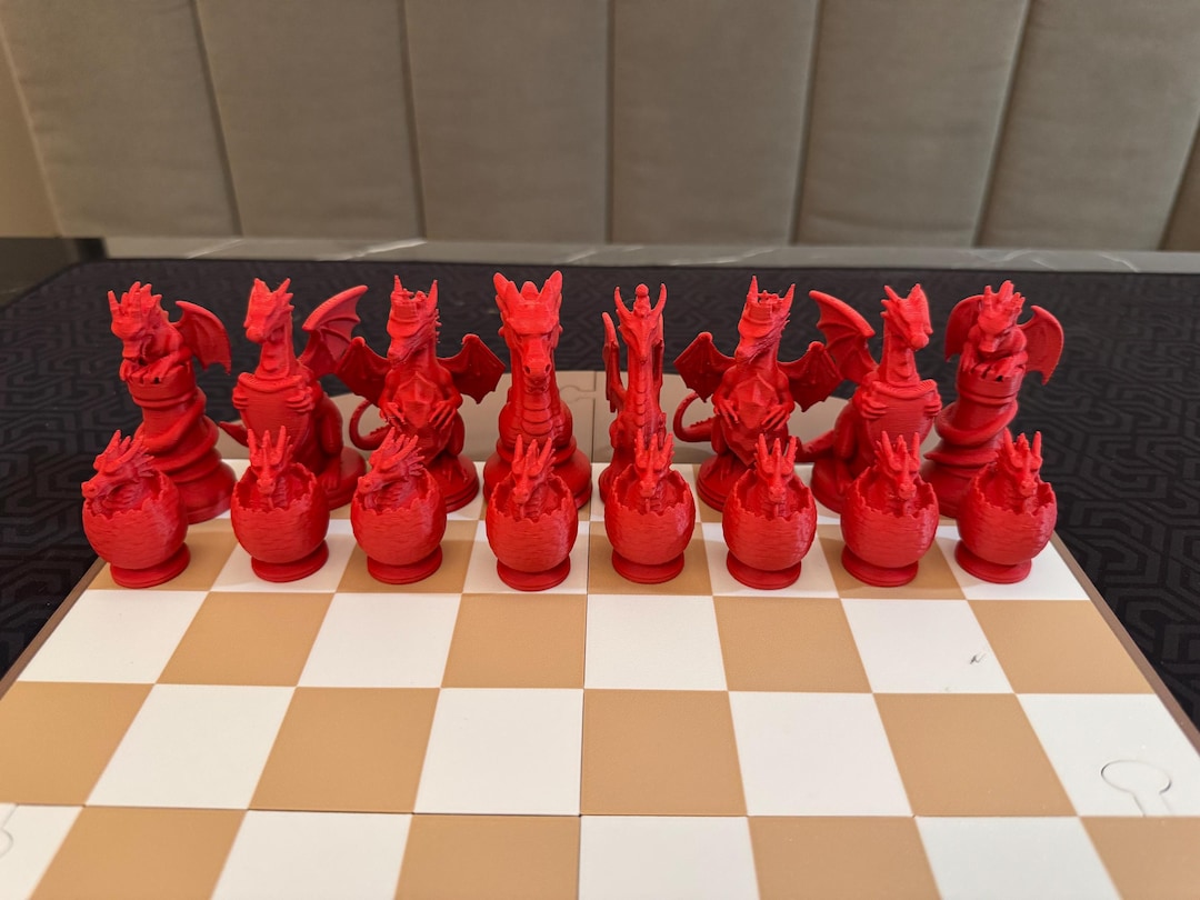 3d-printed Dragon Chess Pieces – Custom Chess Set, Board Game ...