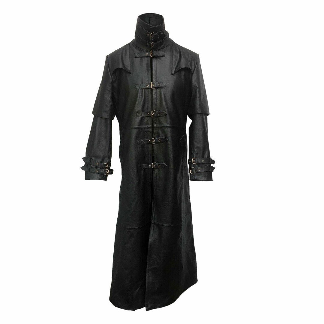 Men’s Black Cow Leather Gothic Matrix Steampunk Van Helsing Coat - Etsy