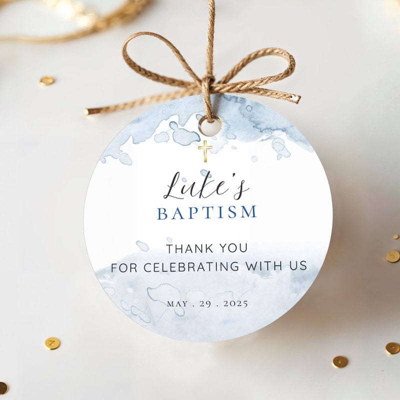 Dusty Blue Baptism Tag - Etsy UK
