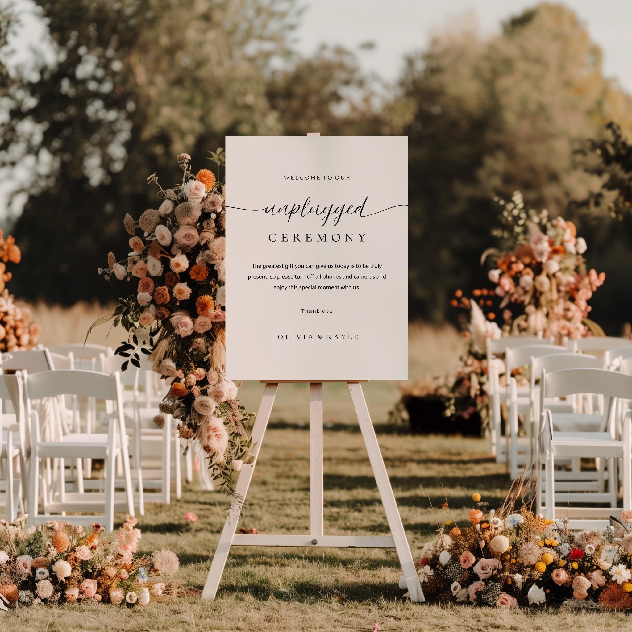 Minimalist Unplugged Ceremony Sign Template, Wedding Decor, Editable in ...