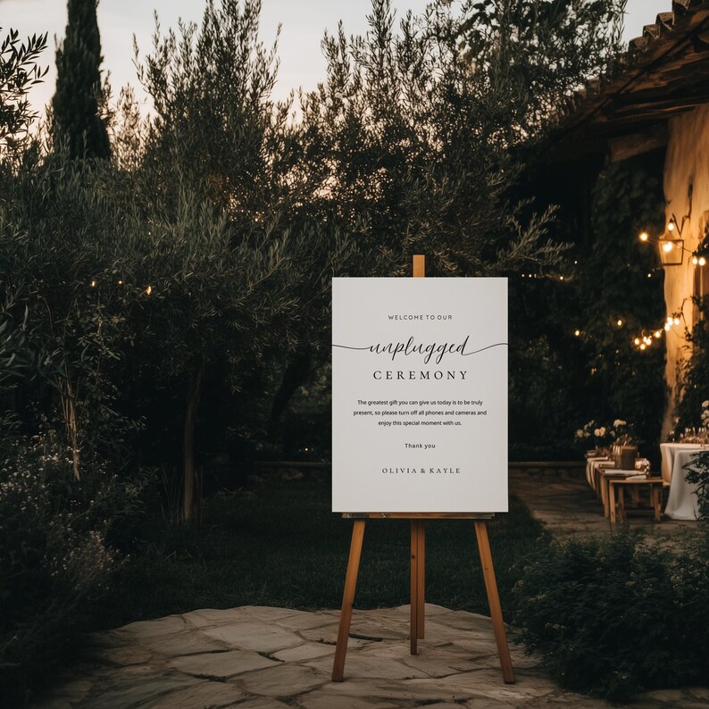 Minimalist Unplugged Ceremony Sign Template, Wedding Decor, Editable in ...