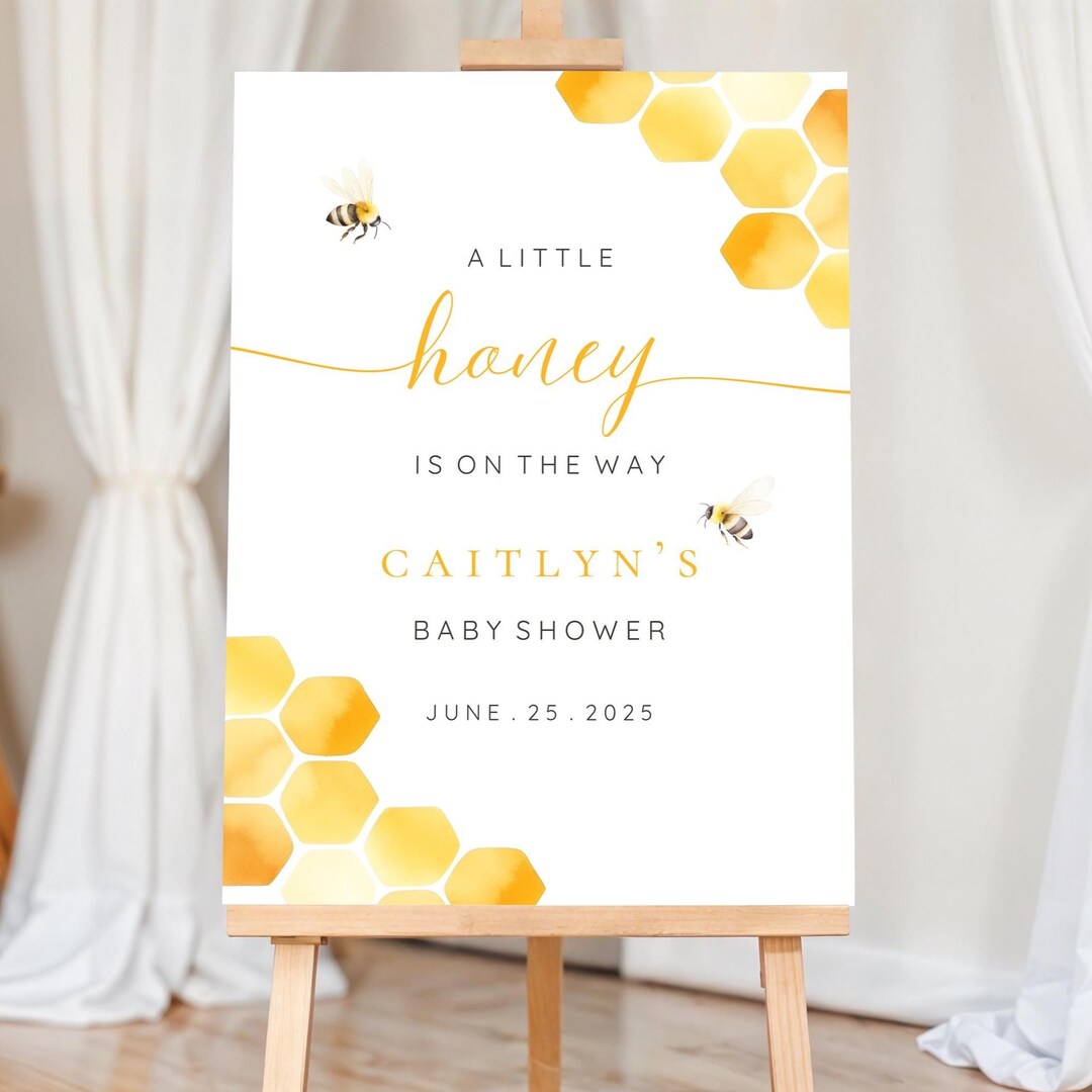 Bee Baby Shower Sign, Honey Shower Poster, Bee Baby Shower Welcome ...